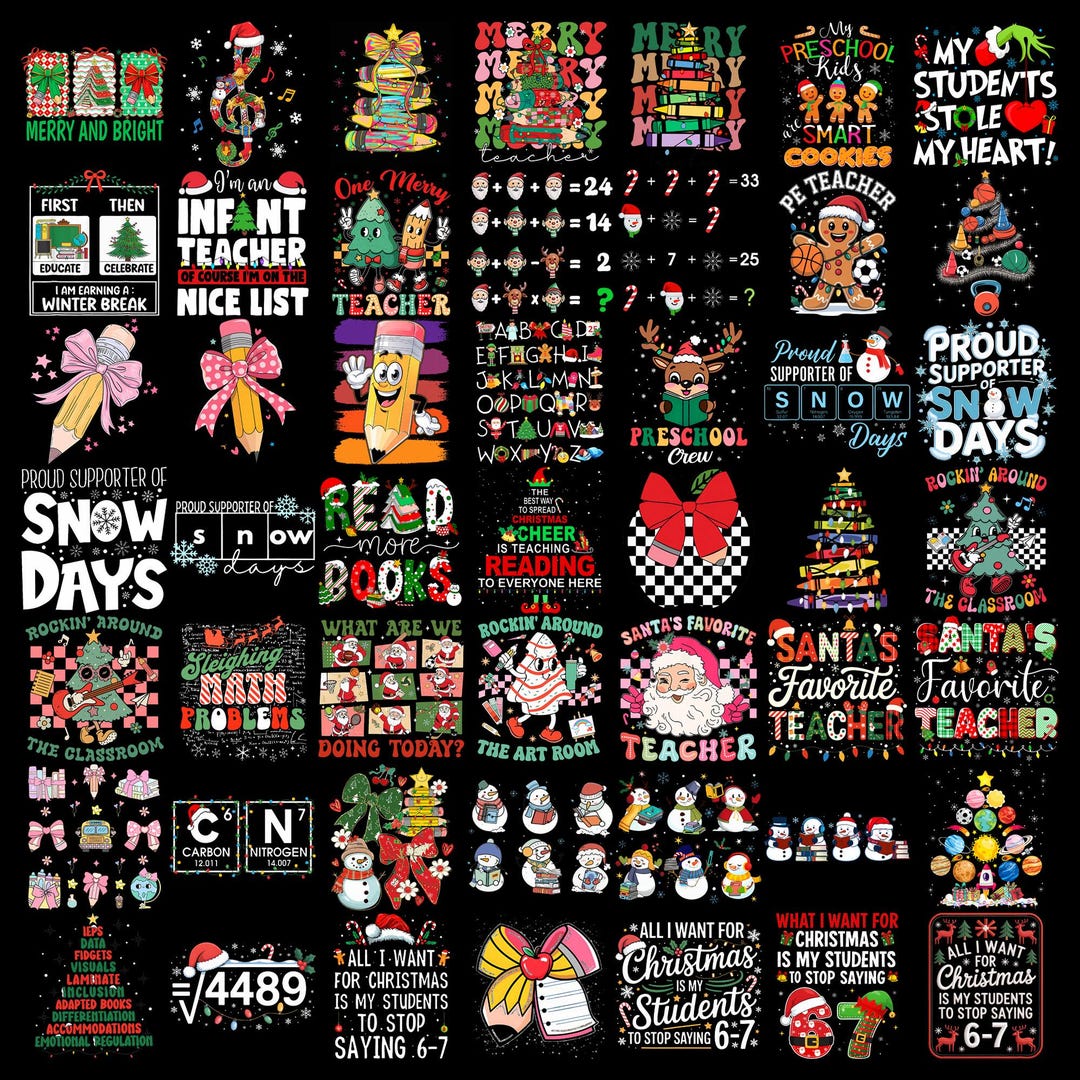 Teacher Christmas Png Bundle, Teacher Christmas Png, Christmas Teacher ...