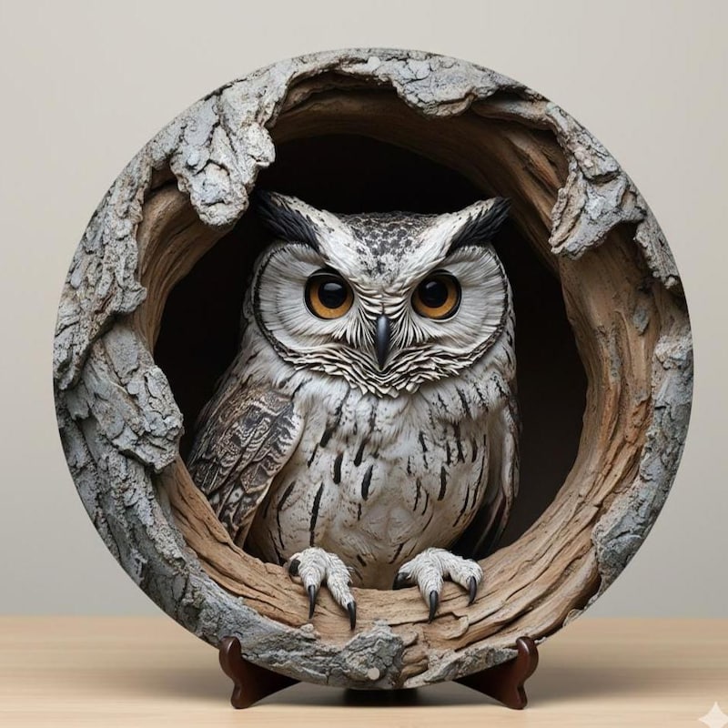 Vintage Owl Wooden Sculpture - Etsy UK