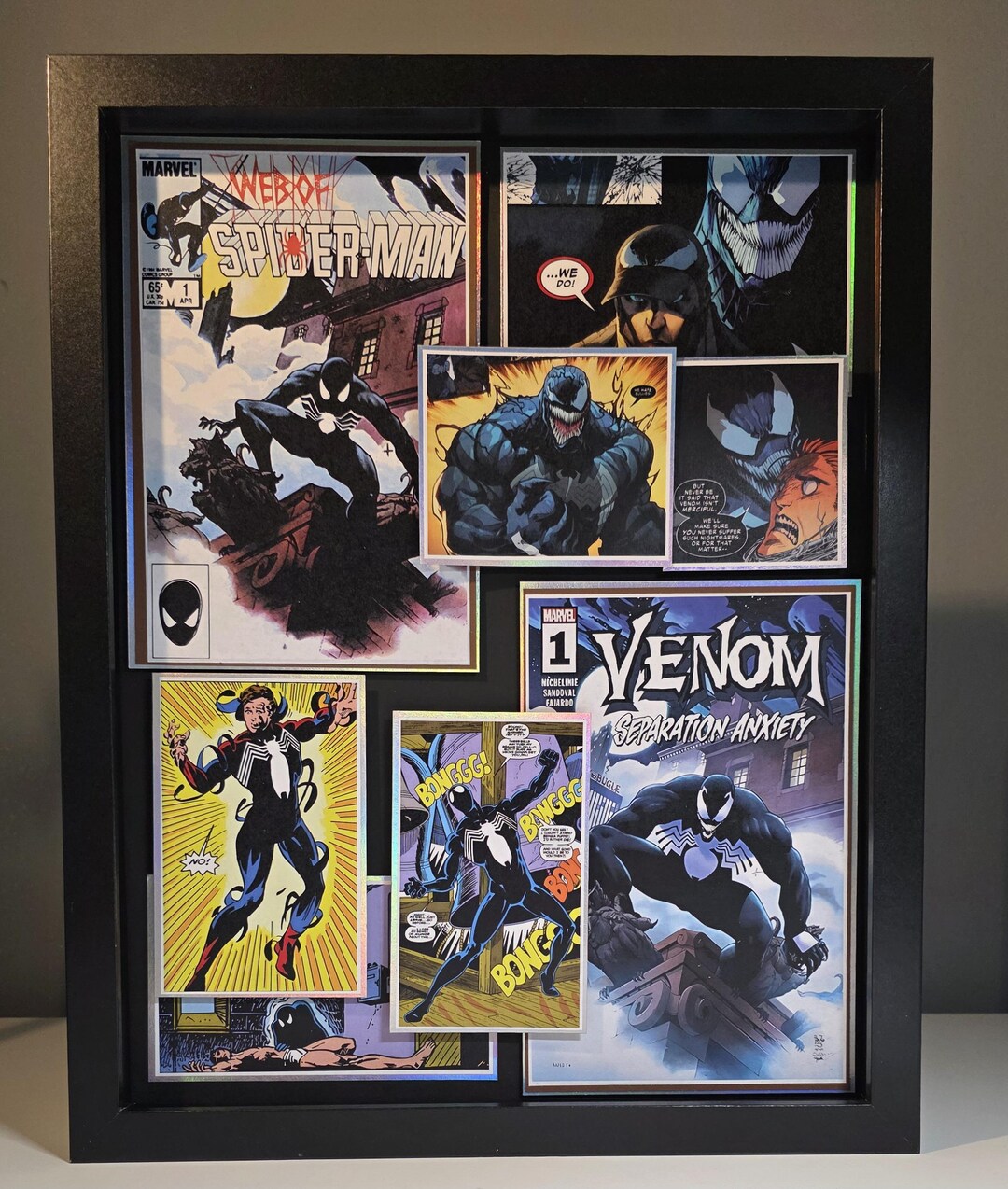 Venom and Spider-man Shadowbox Art - 3D Panels - 11x14 Black - Etsy