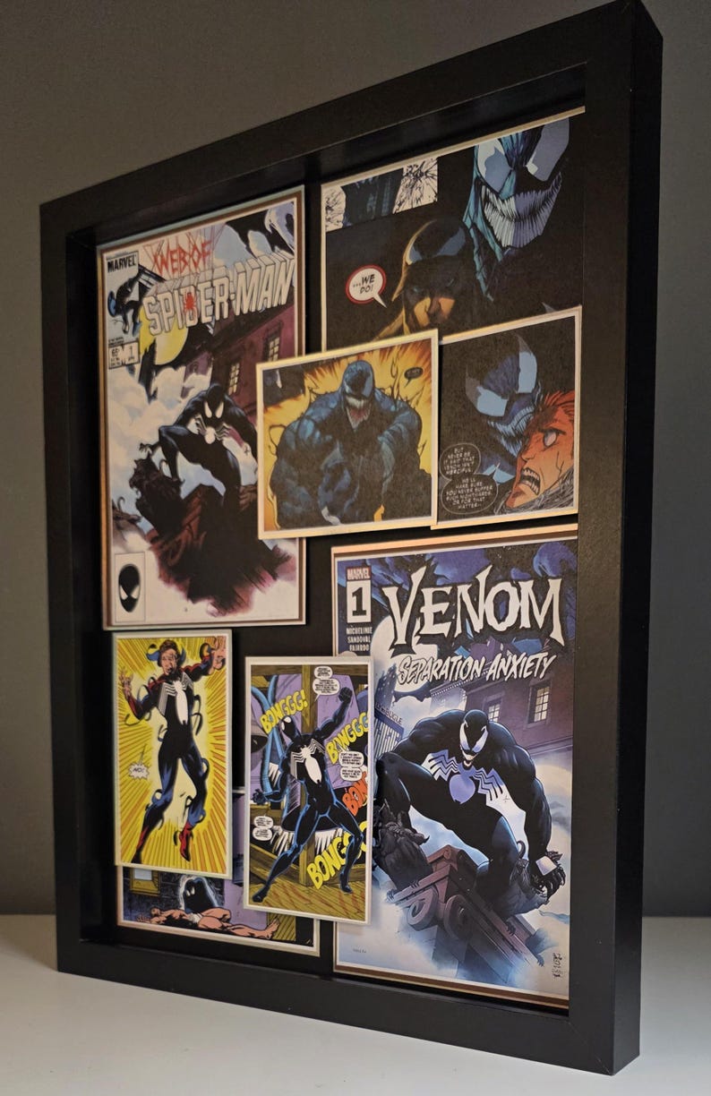 Venom and Spider-man Shadowbox Art - 3D Panels - 11x14 Black - Etsy