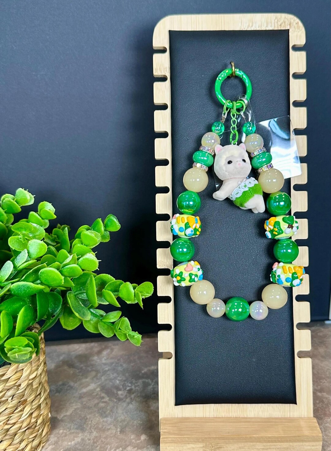 Calico Critters Alpaca Phone Strap | Beaded Keychain Bag Charm - Etsy