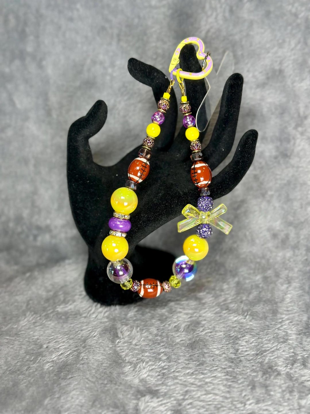 LSU Purple & Gold Beaded Phone Strap | Football Bag Charm - Etsy