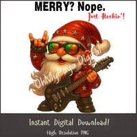 Rocking Santa Clause Playing Electric Guitar Fun Christmas Clip Art ...