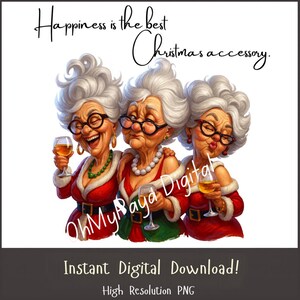 Funny Mrs. Claus Christmas Party PNG, Retro Santa Ladies Clipart ...