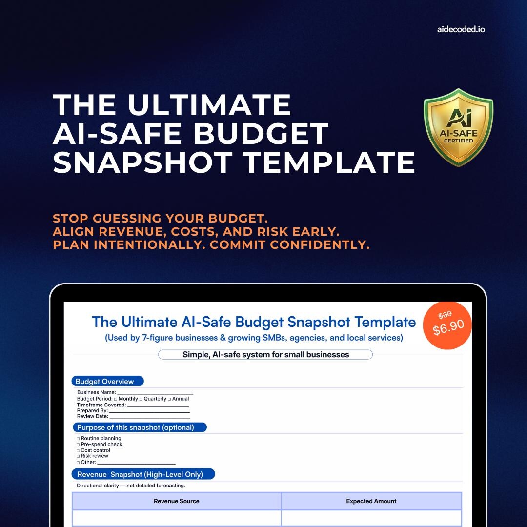 Ai-safe Budget Snapshot Template – Editable Business Budget Overview ...