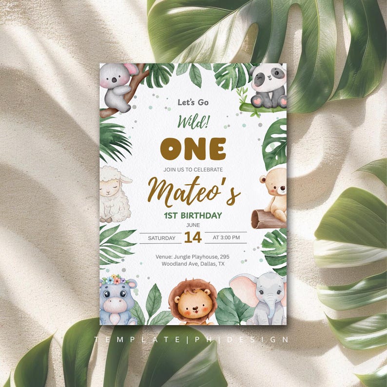 First Birthday Invitation, Birthday Party Invites, Editable Template ...