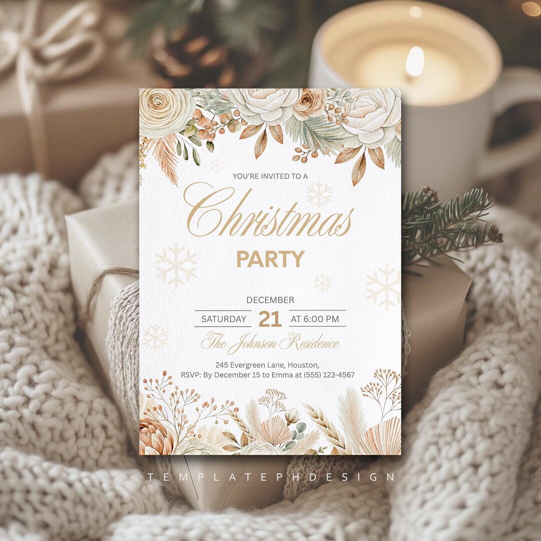 Editable Christmas Party Invitation Template (digital Download) - Etsy