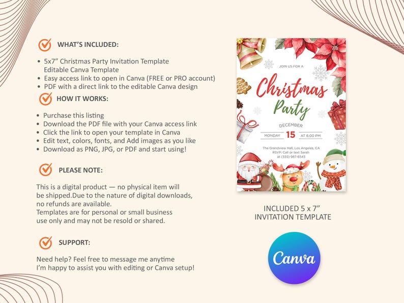 Editable Christmas Party Invitation Template (digital Download) - Etsy