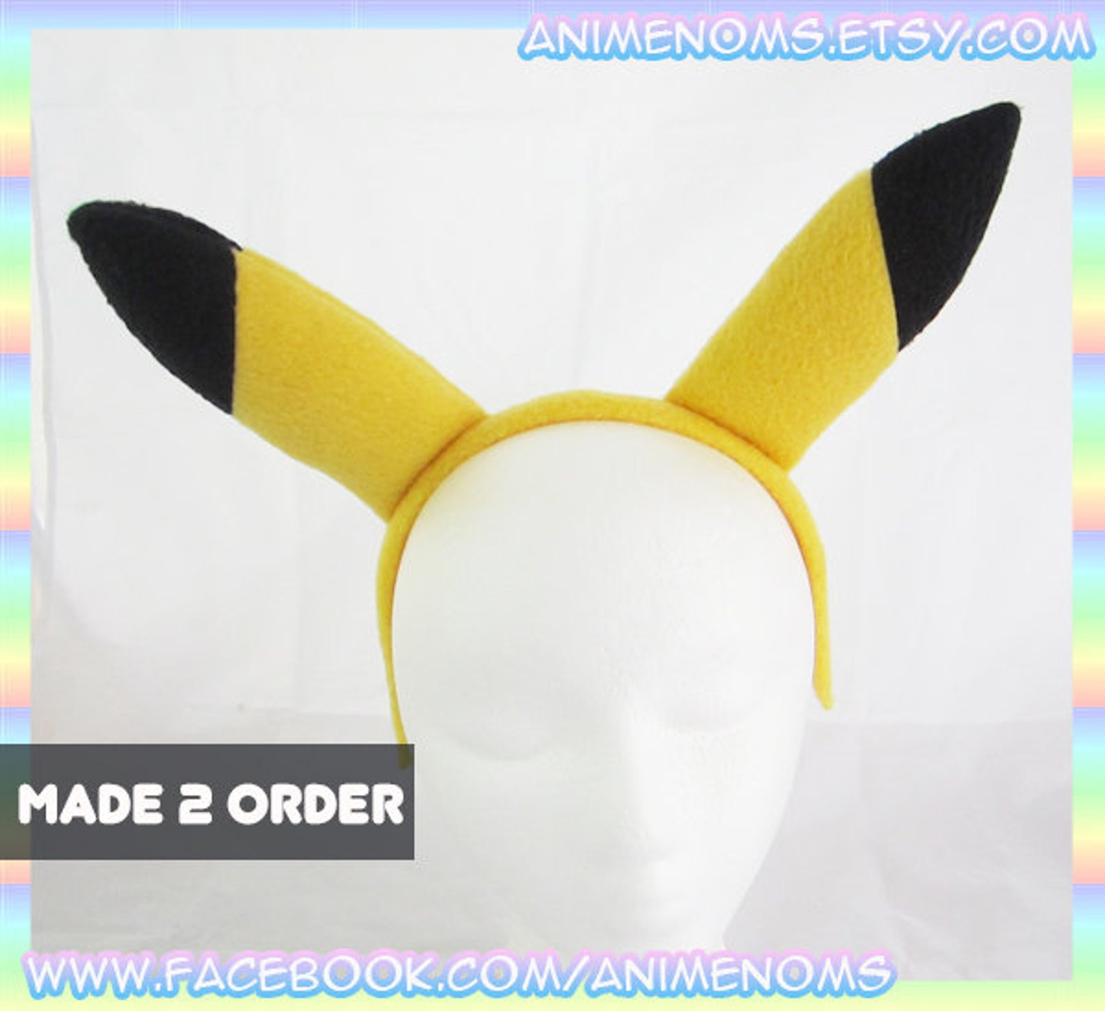 Pikachu Ears Headband Fleece Anime Geek Gift Pokemon Yellow - Etsy