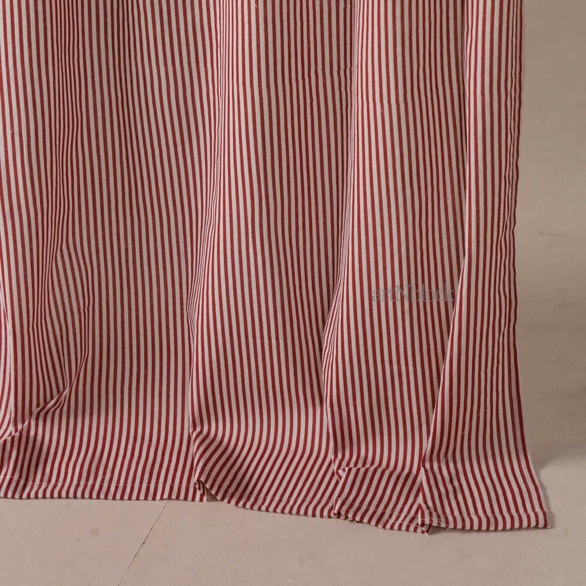 Rust Red Striped Tie Top Curtains | Cotton Farmhouse Window Panels ...