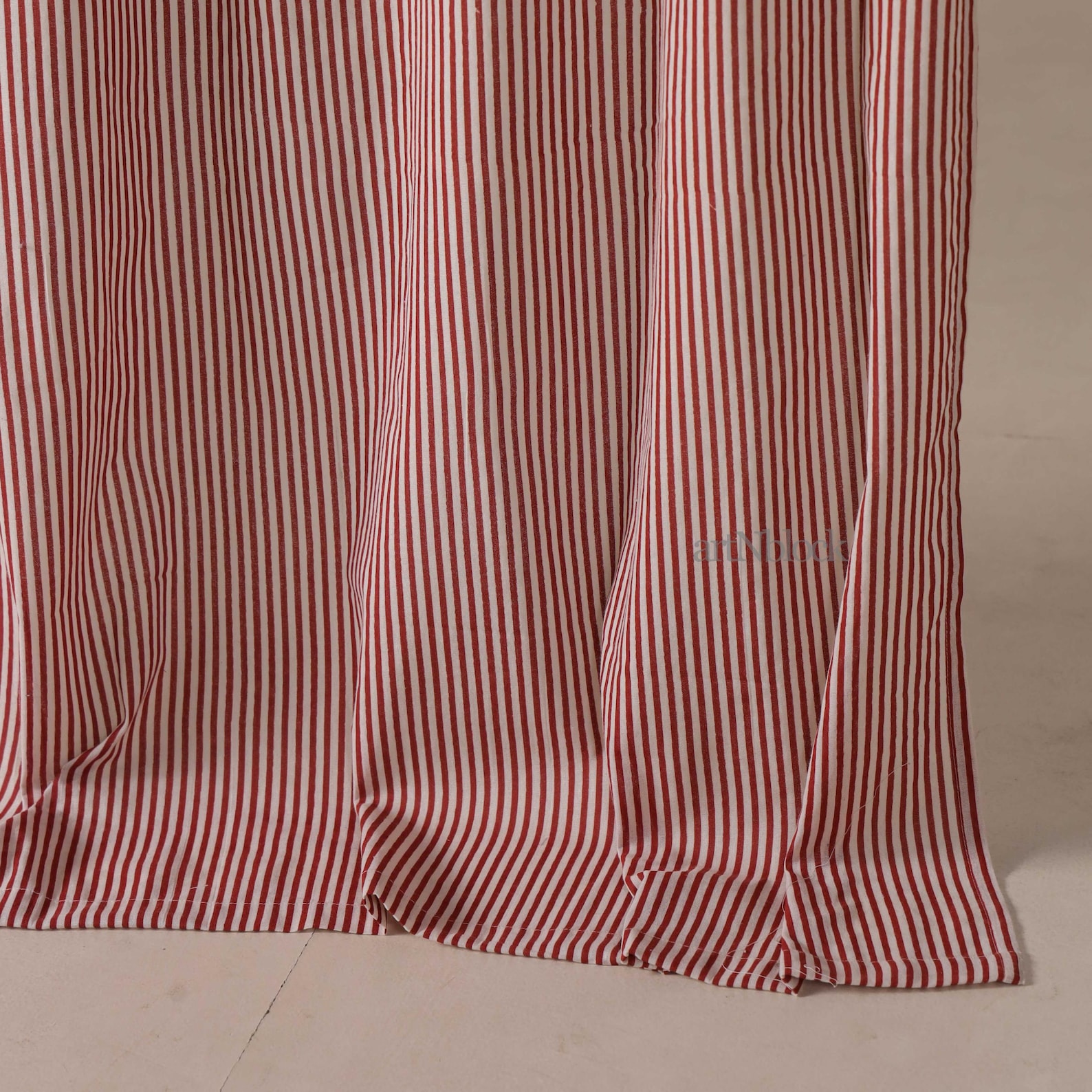 Rust Red Striped Tie Top Curtains | Cotton Farmhouse Window Panels ...