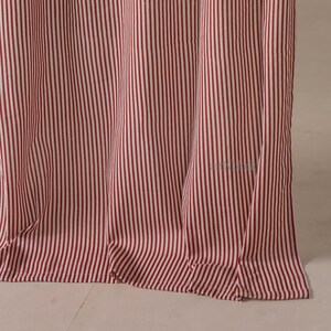 Rust Red Striped Tie Top Curtains | Cotton Farmhouse Window Panels ...