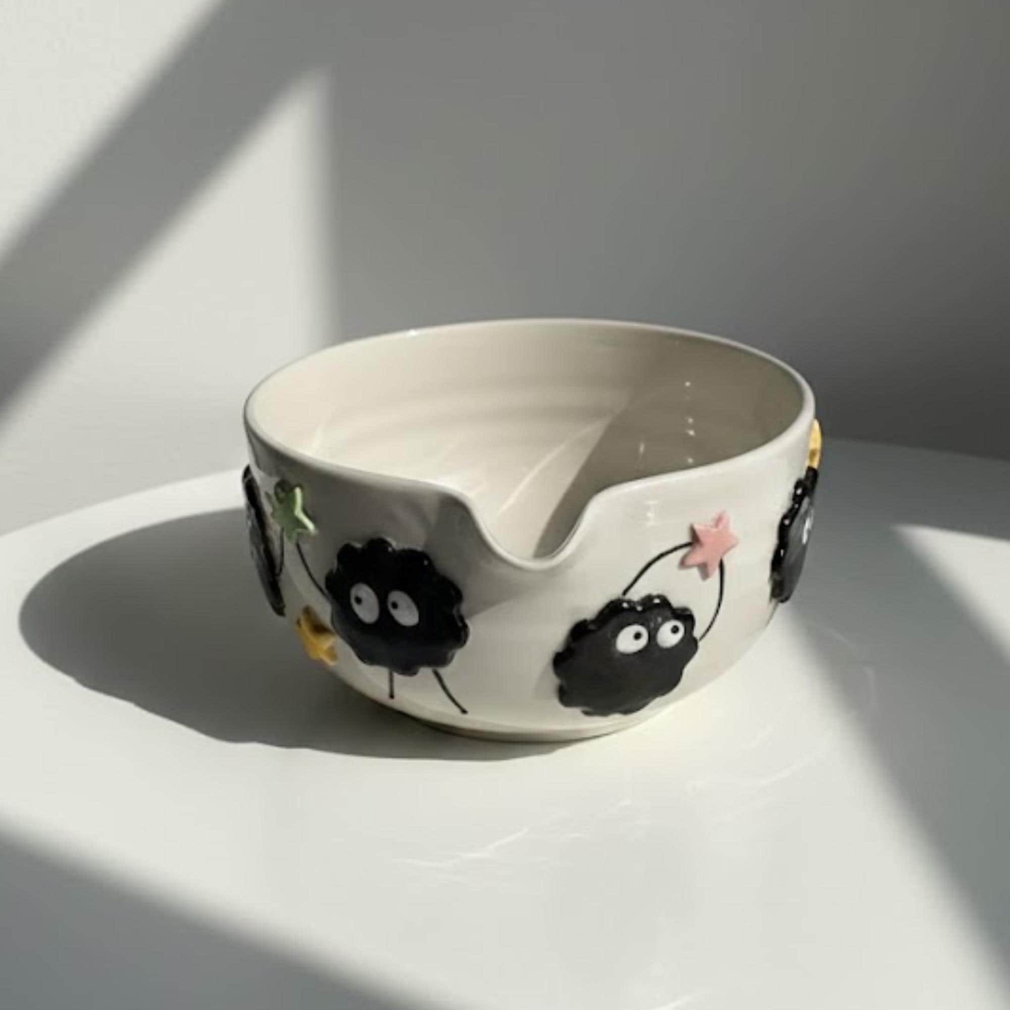 Handmade Soot Sprite Ceramic Matcha Set - Personalized Spouted Chawan ...
