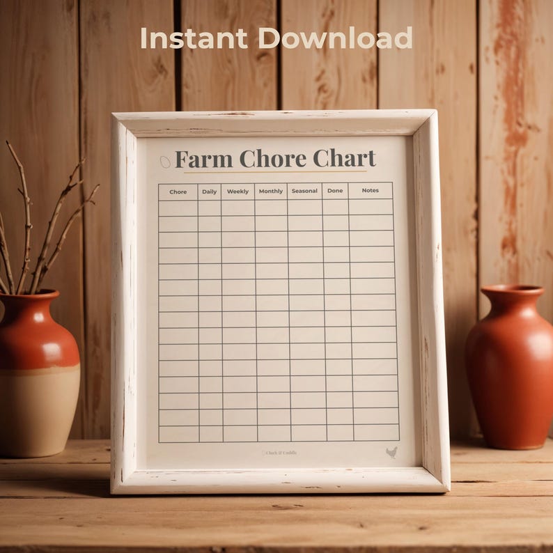 Farm Chore Chart Printable | Homestead Chore List | Instant Download - Etsy