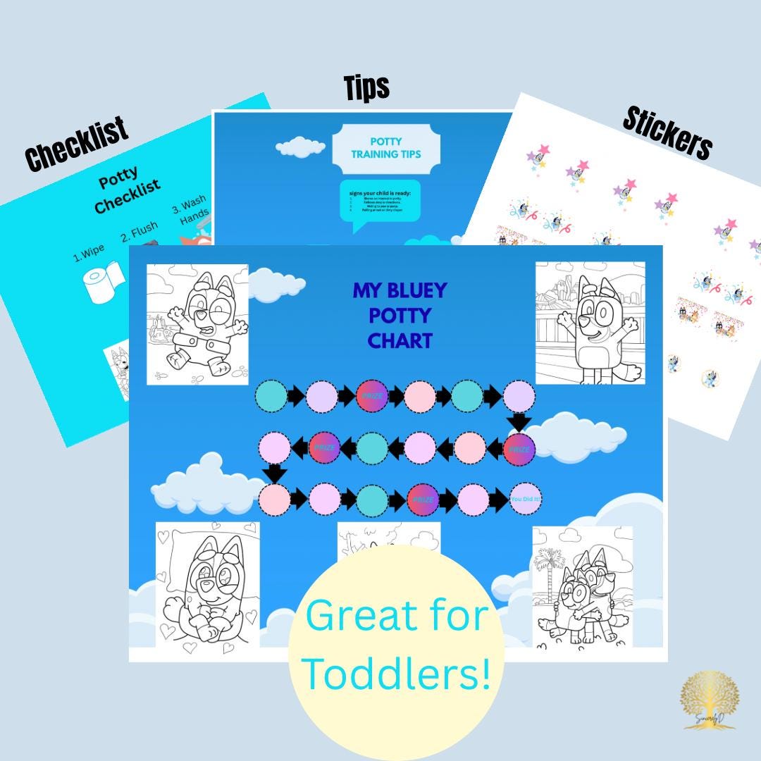 Bluey Potty Training Chart, Stickers, Tips & Checklist (printable) - Etsy