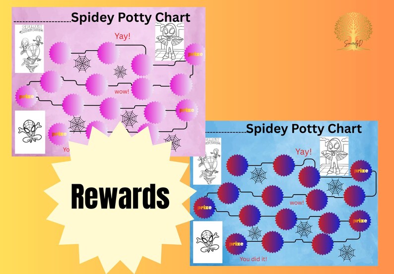 Spidey Potty Chart, Checklist and Stickers. Colorable Printable. - Etsy ...