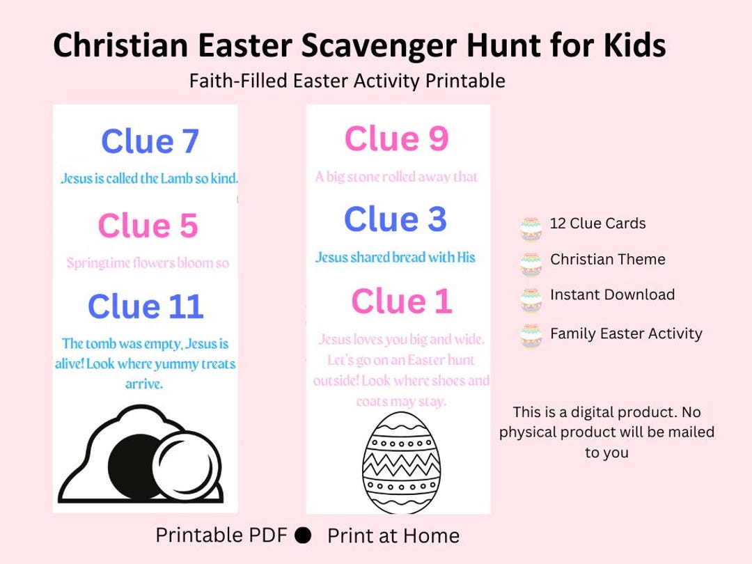 Christian Easter Scavenger Hunt for Kids | Resurrection Story Activity ...