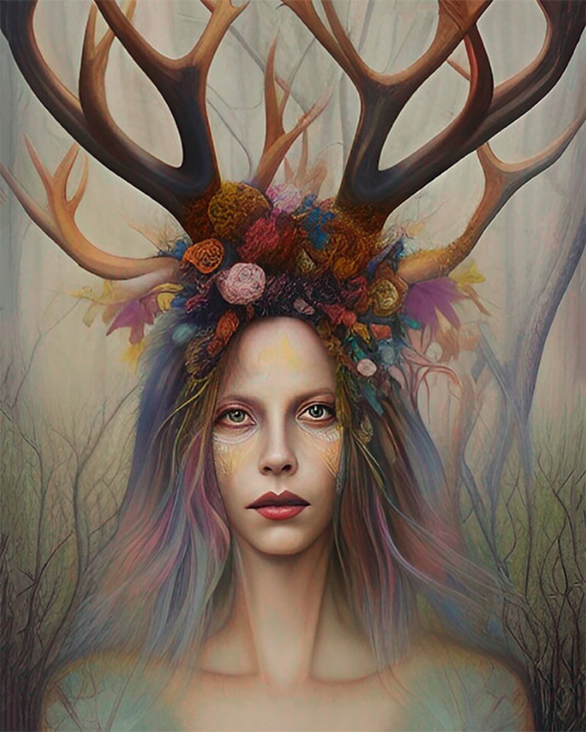 Flora and Fauna Surreal Portraits Digital Art Prints Beauty Portrait ...