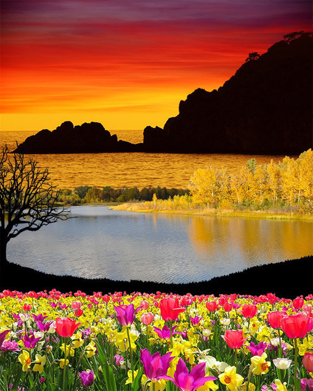 Landscape Collage Artwork Dreamscape Trees Digital Art Collage Art ...