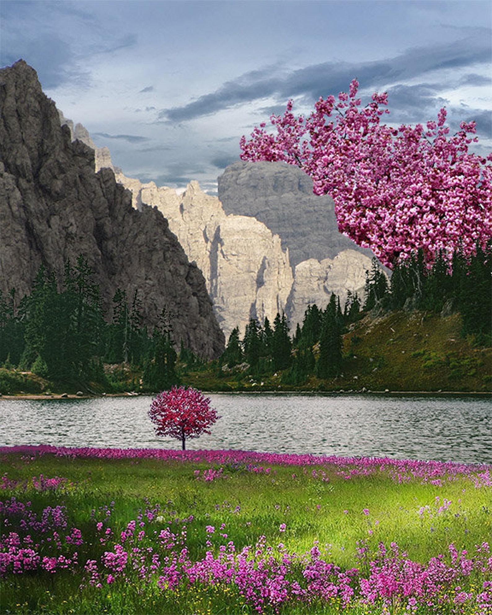 Landscape Collage Artwork Dreamscape Trees Digital Art Collage Art ...