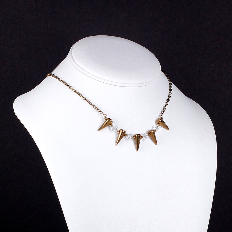 Spike Necklace Swarovski Crystal Antique Brass Chain Spike Necklace - Etsy