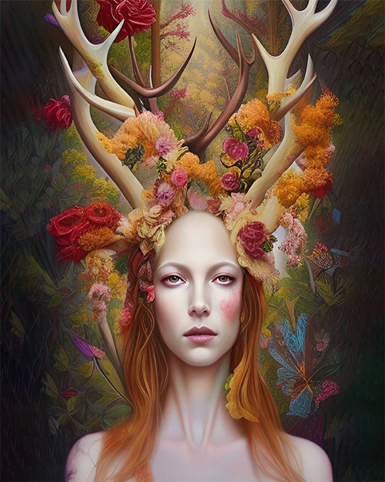 Flora and Fauna Surreal Portraits Digital Art Prints Beauty Portrait ...