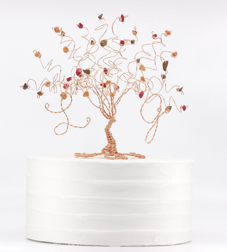 Fall Wedding Cake Topper Wire Tree Sculpture in Autumn Colors - Etsy