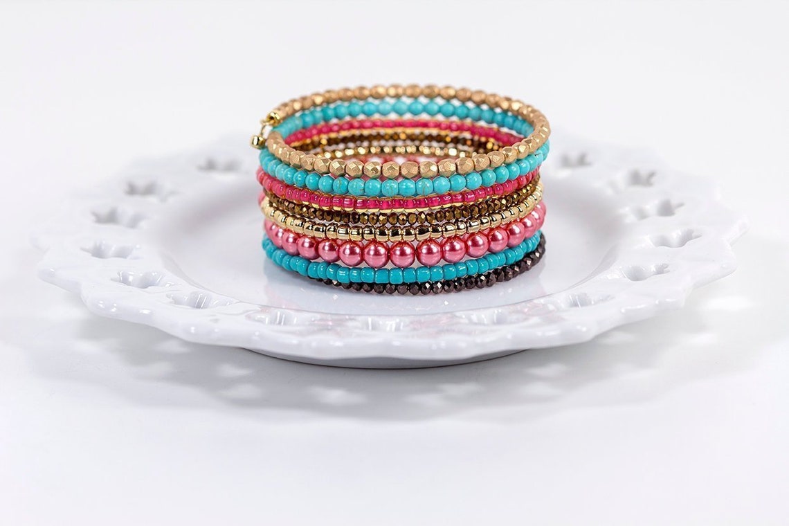 Beaded Wrap Bracelet Multi Layer Wrap Bracelet Memory Wire - Etsy