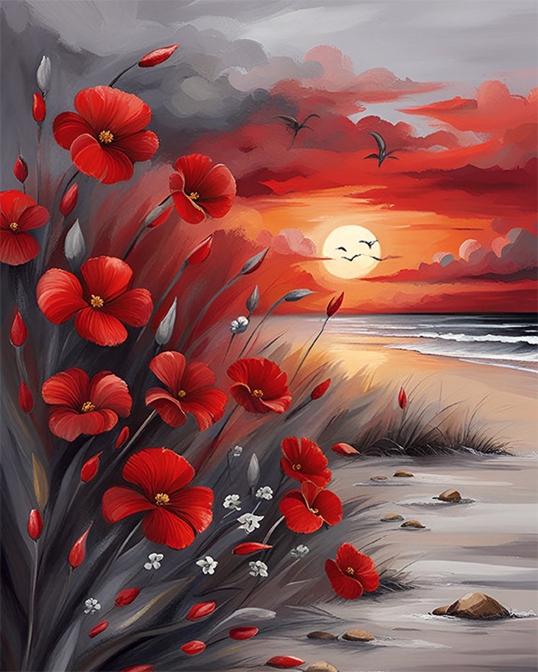 Sunsets Digital Oil Painting Art Prints Colorful Artwork Sunset Home ...