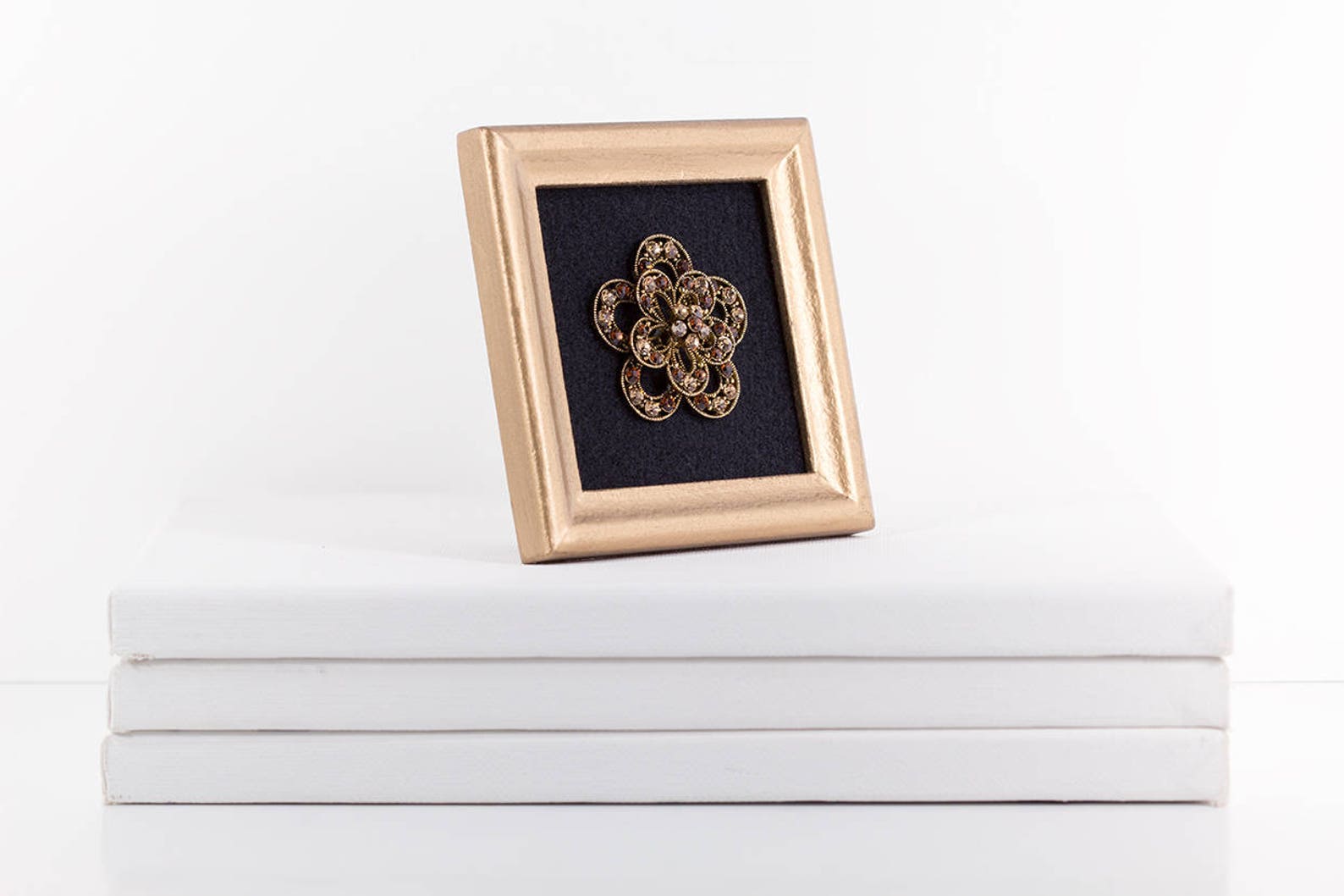 Framed Brooch in Gold Wood Frame Modern Vintage Home Decor - Etsy