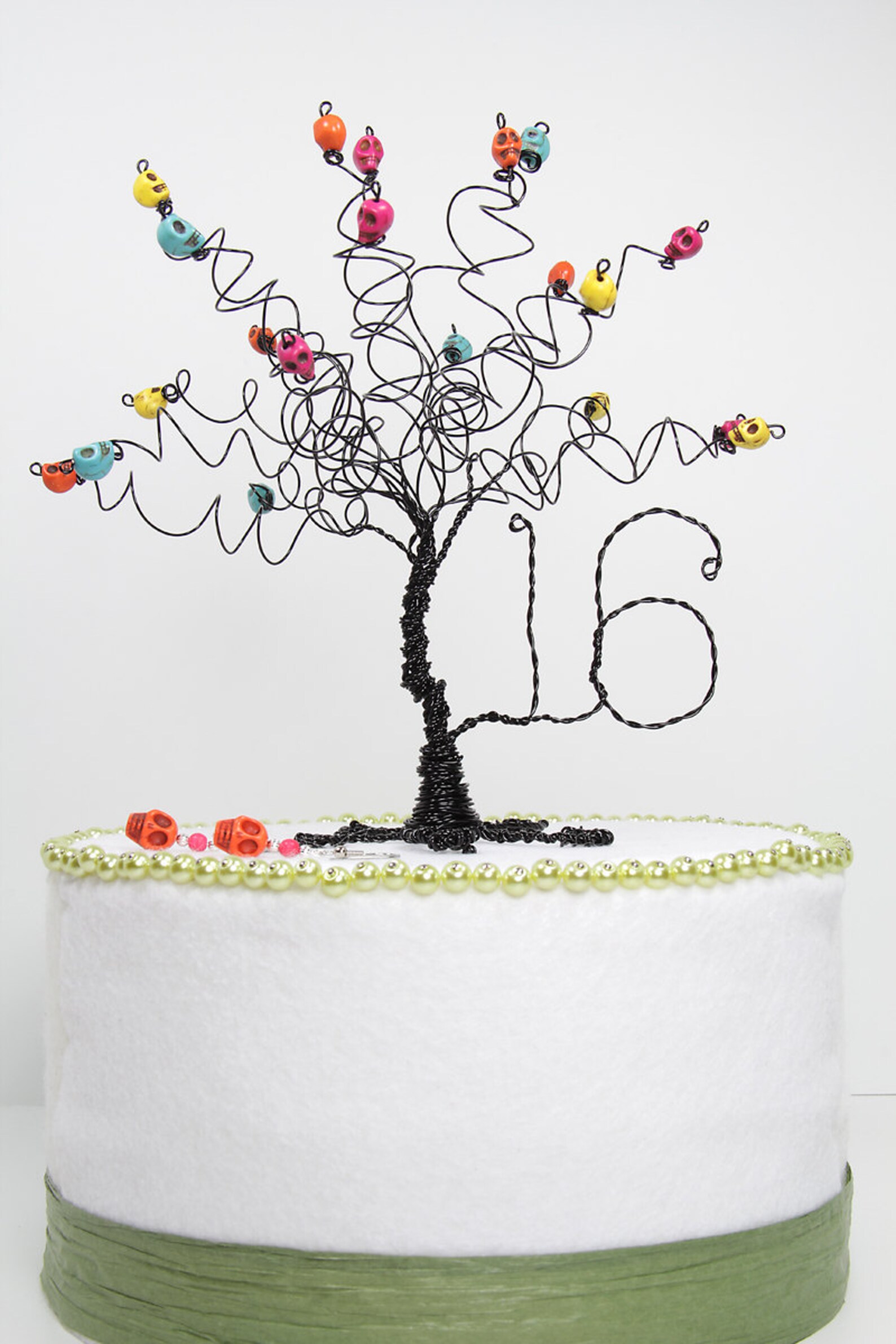 Day of the Dead Cake Topper Wire Tree Sculpture With Sugar Skulls - Etsy