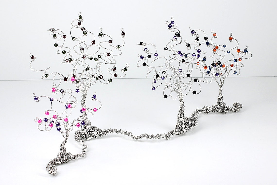 Wire Trees Tiny Forest Home Decor Rustic Branch Beaded Art | Etsy