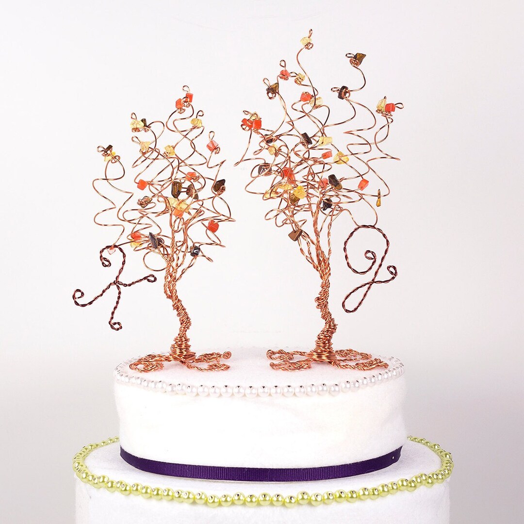 Two Trees Cake Topper Custom Wedding Cake Topper Pair of Wire Tree ...