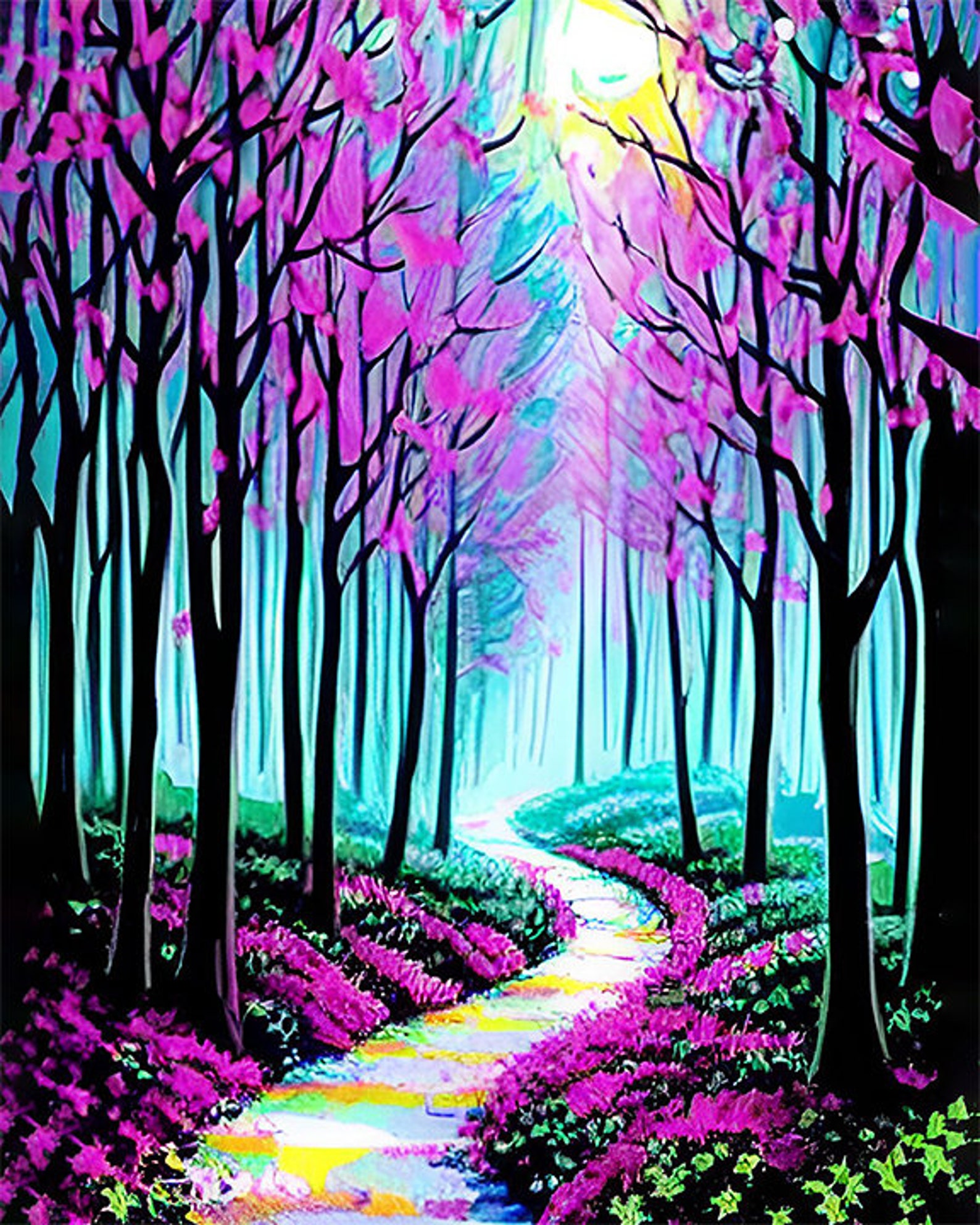 Wayward Path Digital Artwork Digital Art Painting Trees Forest Woodland ...