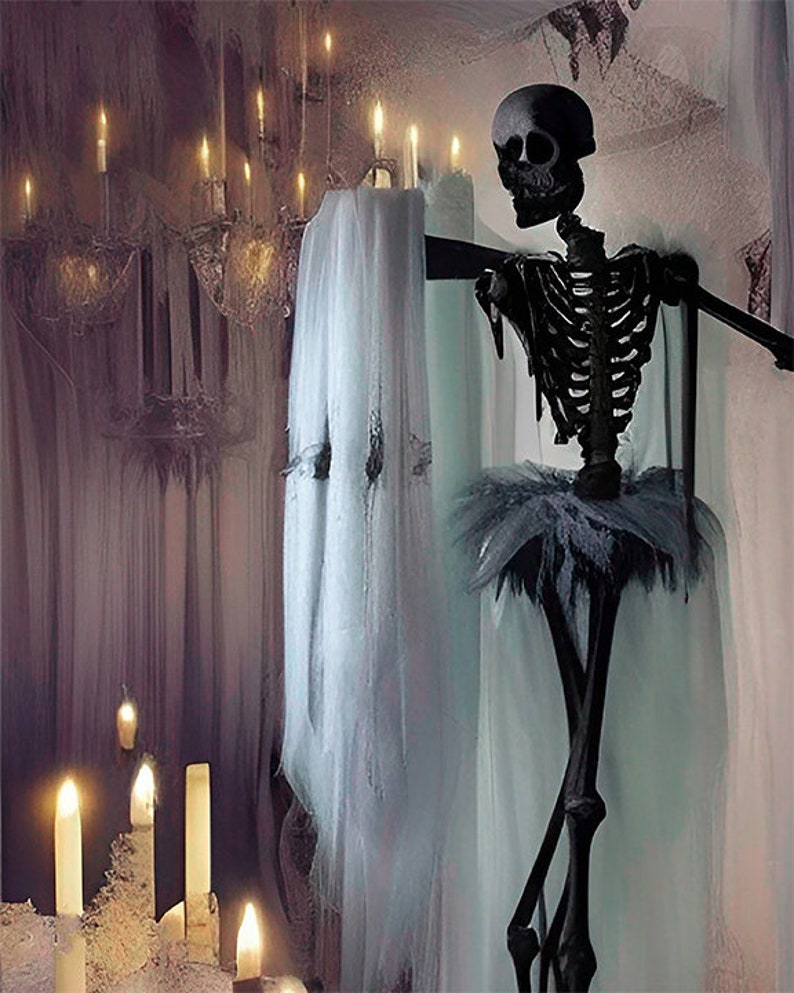 Danse Macabre Digital Art Ballet Ballerina Skeleton Dance - Etsy