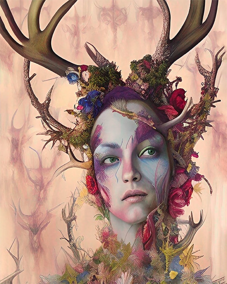 Flora and Fauna Surreal Portraits Digital Art Prints Beauty Portrait ...