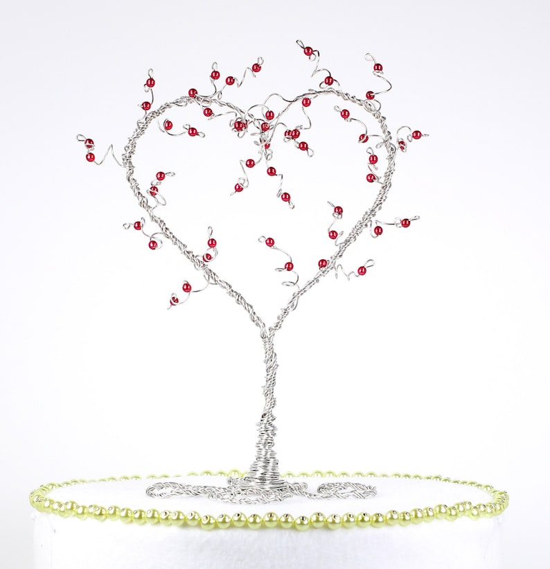 Wedding Cake Topper Heart Tree Topiary Custom Wire Beaded | Etsy
