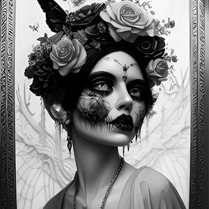 Vanity Black and White Art Prints Mirrors Reflections Digital Artwork ...