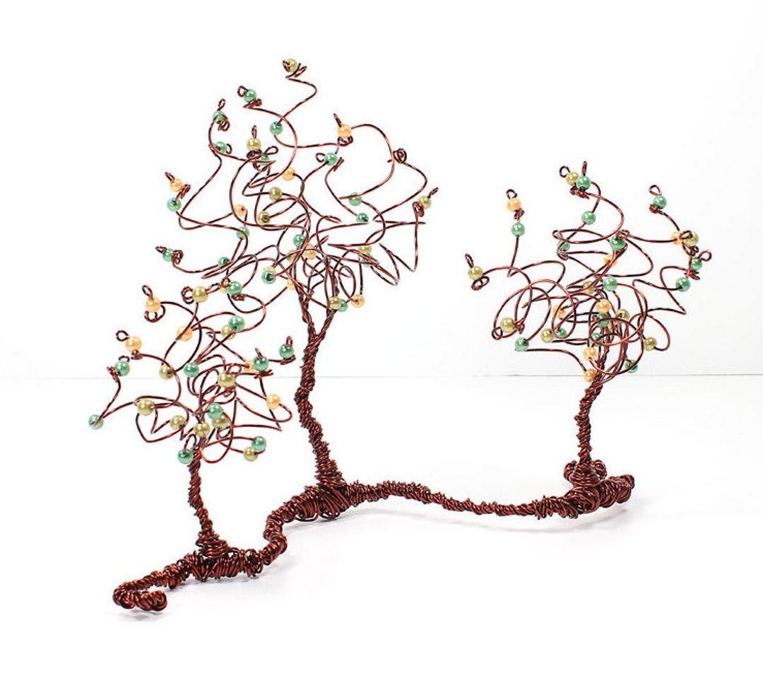 Wire Trees Tiny Forest Home Decor Rustic Branch Beaded Art Sculpture or ...