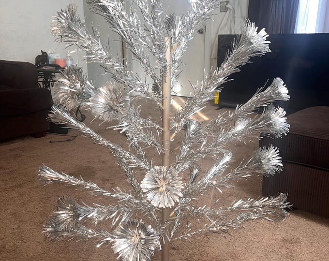 Vintage 4ft Keystone Pom Pom Royal Pine Aluminum Christmas Tree 1950s ...