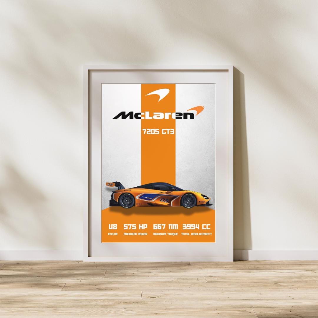 Mclaren 720s GT3 Car Poster A4/A3 - Etsy