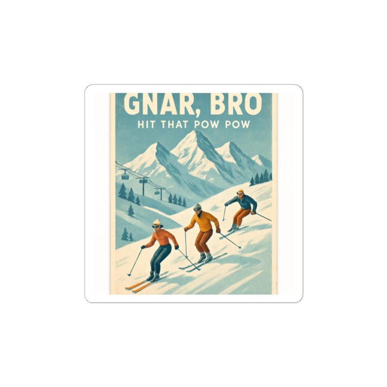 Gnar Bro Ski Poster Kiss-cut Stickers | Vintage Skiing Decal - Etsy