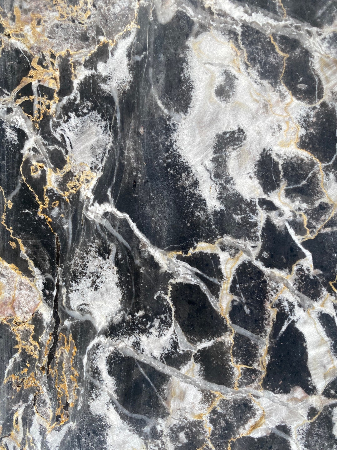 Black, Gold and White Quartzite Stone Raw Slab Display Centerpiece - Etsy