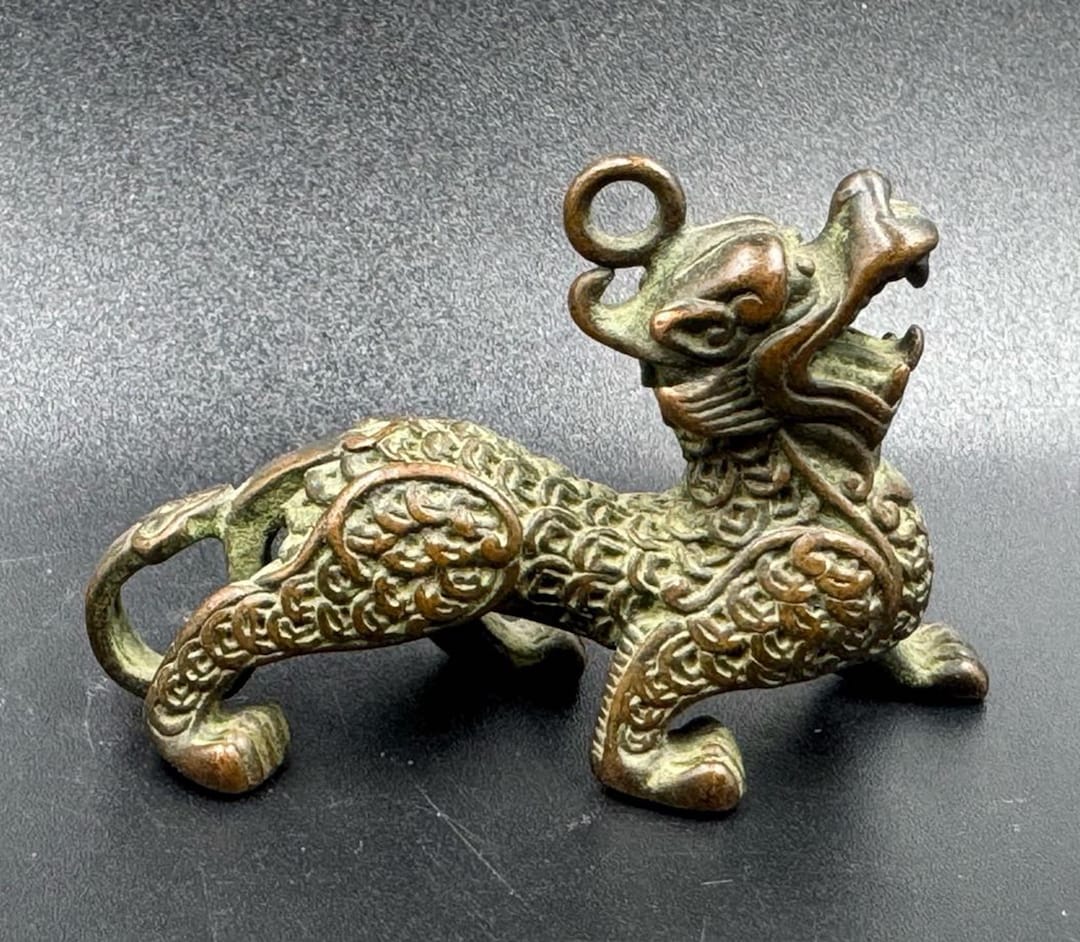 Brass Carved Qilin Statue - Etsy