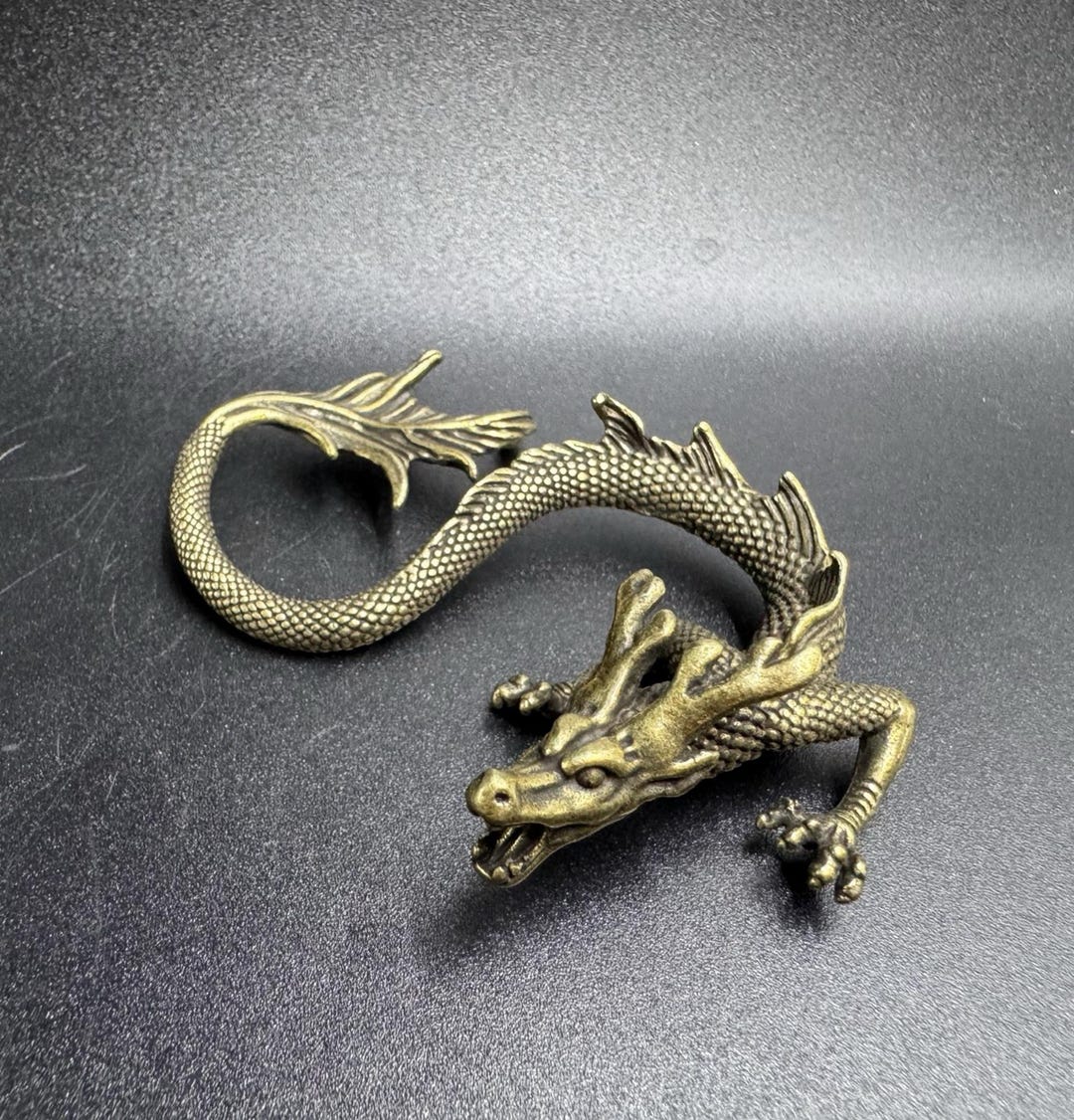 Handmade Antique Brass Jiao Dragon Statue – Oriental Desk Decor - Etsy