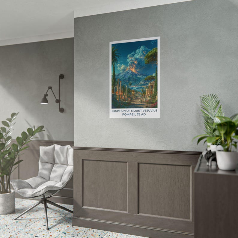 Pompeii Ancient Rome Poster Print Mount Vesuvius History Wall Art Gift ...