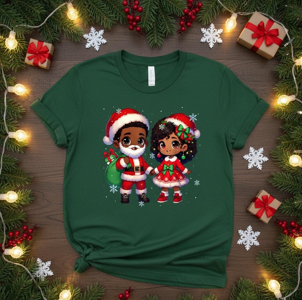 Chibi Black Santa & Mrs. Claus PNG, Afro Christmas Clipart - Etsy