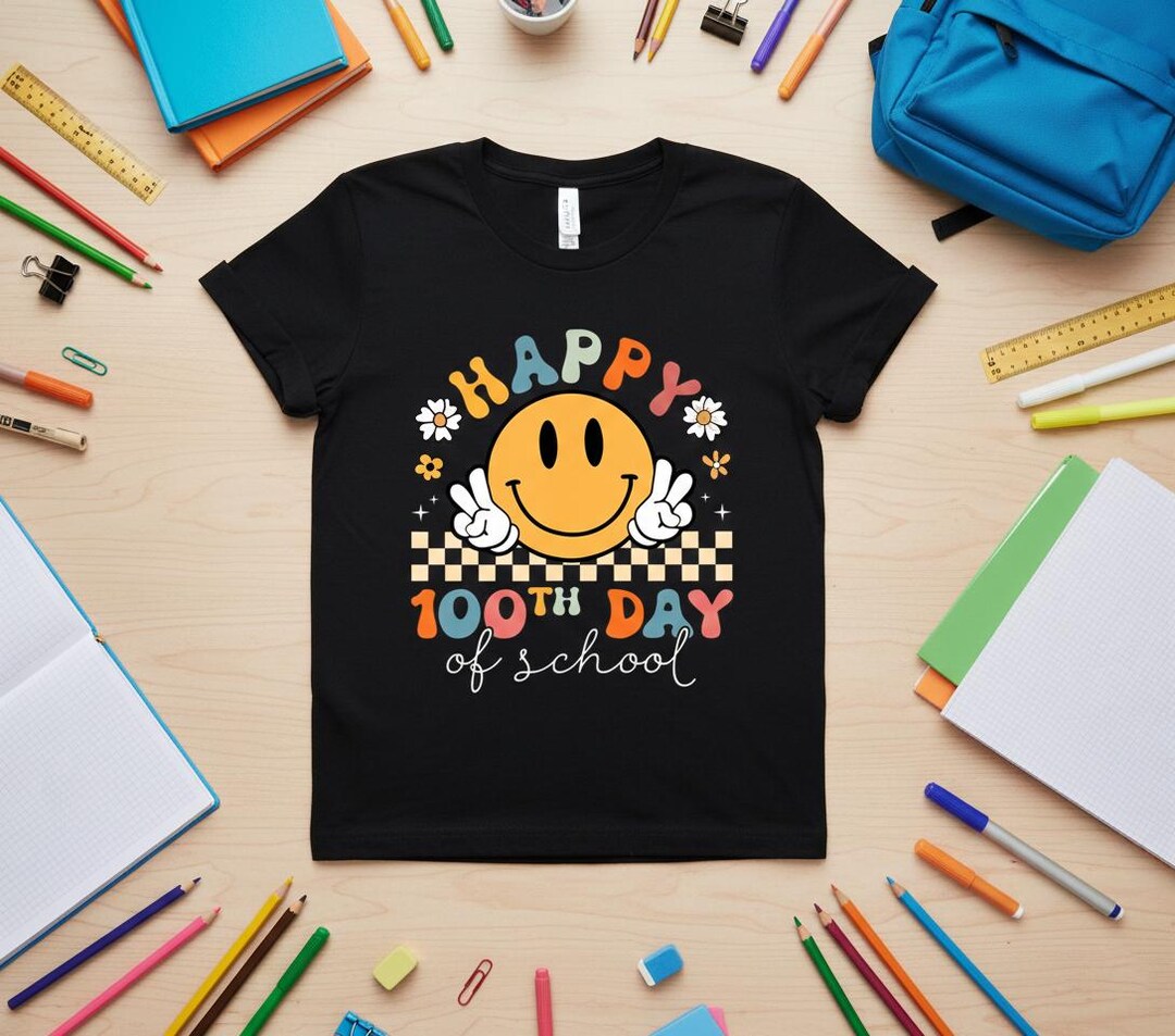 100th Day of School PNG, Hippie Smile Face Design (digital Download) - Etsy