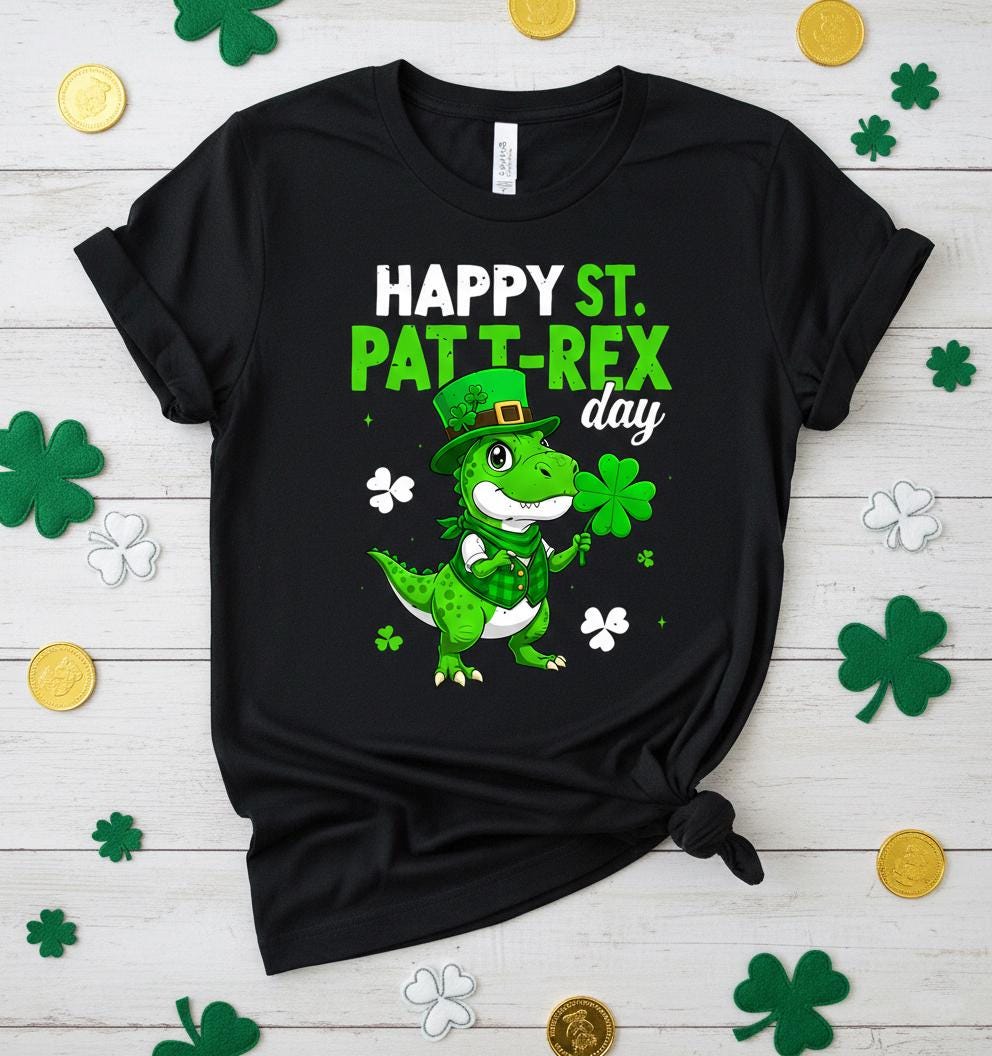 St Pat-rex Day Dinosaur PNG, Shamrock T-rex Clipart (digital Download ...