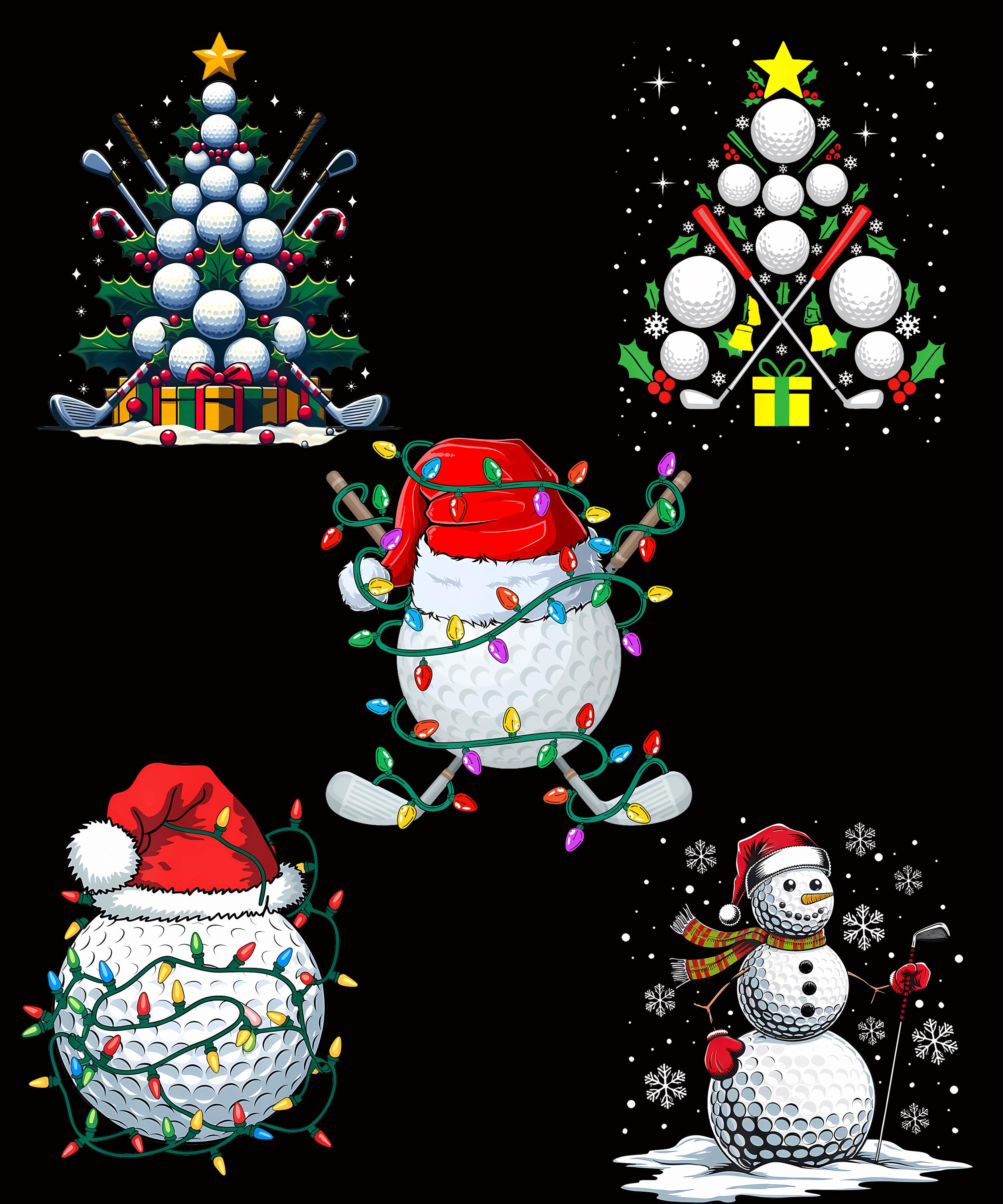 Christmas Golf PNG Bundle, Santa Golfer, Xmas Lights (digital Download ...
